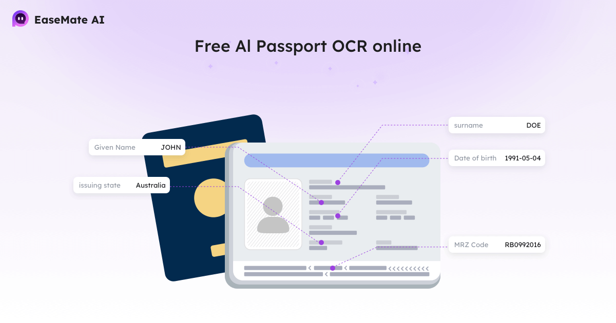 EaseMate AI Passport & ID Card Scanner - Extract Data for Free